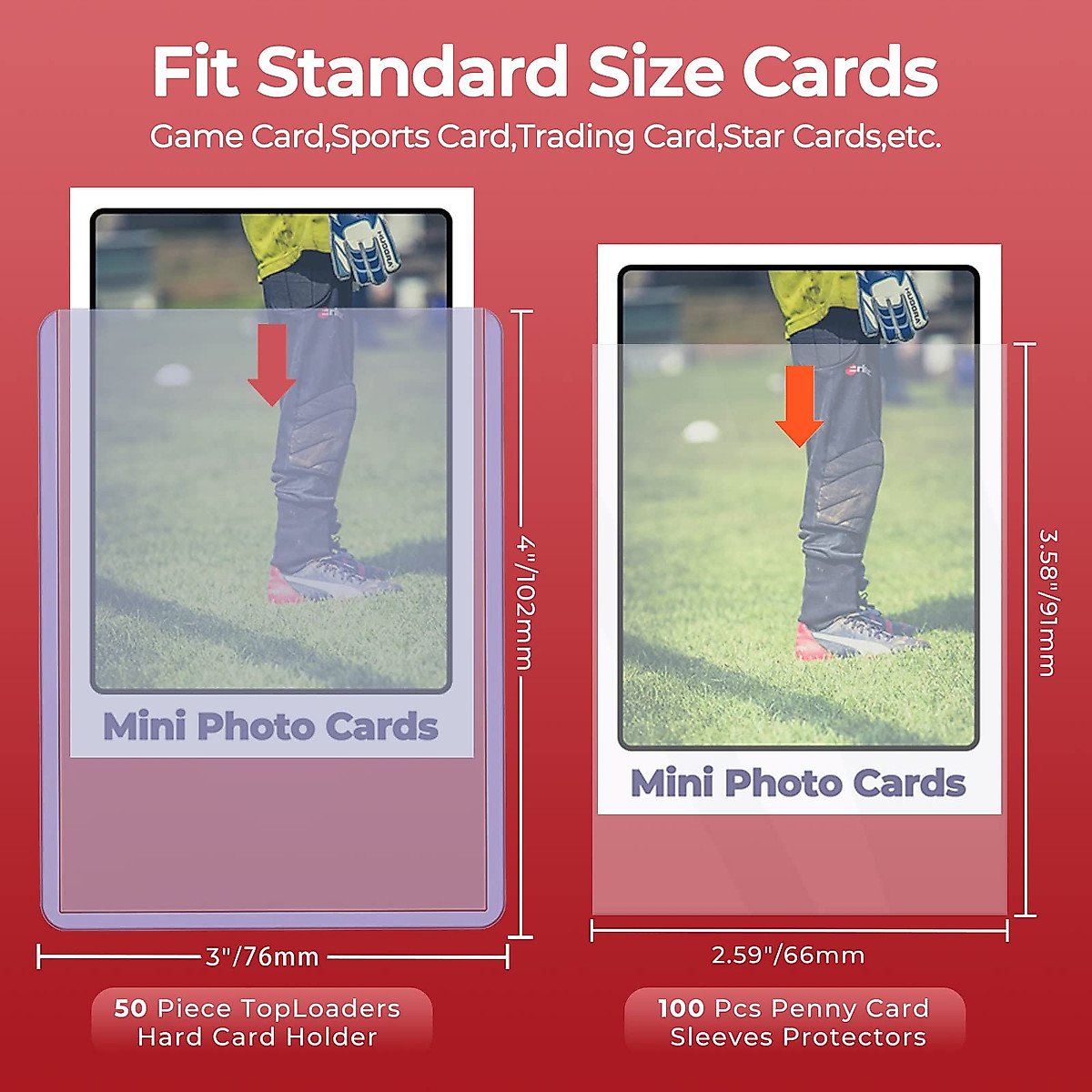 WANAVO 150 Pcs Hard Card Sleeves, 50 Piececard Sleeves Hard Plastic and 100 Piece Clear Soft Sleeves,for top loaders, Penny Sleeves, Baseball Card Protectors