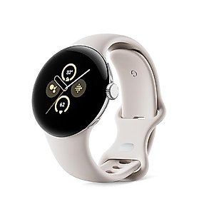 Google Pixel Watch 2 with the Best of Fitbit and Google - Heart Rate, Stress Management, Safety Features - Android Smartwatch - Polished Silver Aluminum Case - Porcelain Active Band - LTE (Renewed)