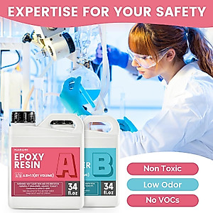 84oz Casting Epoxy Resin Kit - Crystal Clear Epoxy Resin for Wood, Molds, Jewelry Making, Table Top - Non Yellowing 2 Part Resin Kit (42oz Resin and 42oz Hardener) with Silicone Cups, Sticks