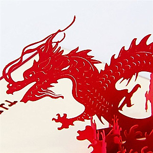 HUNGER Handmade 3D Pop Up Chinese Dragon Birthday Cards Creative Greeting Cards Papercraft