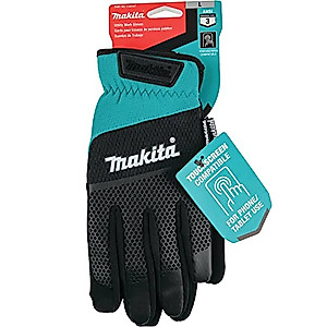 Makita Unisex Makita T 04167 Open Cuff Flexible Protection Utility Work Gloves Large , Teal/Black, Large US