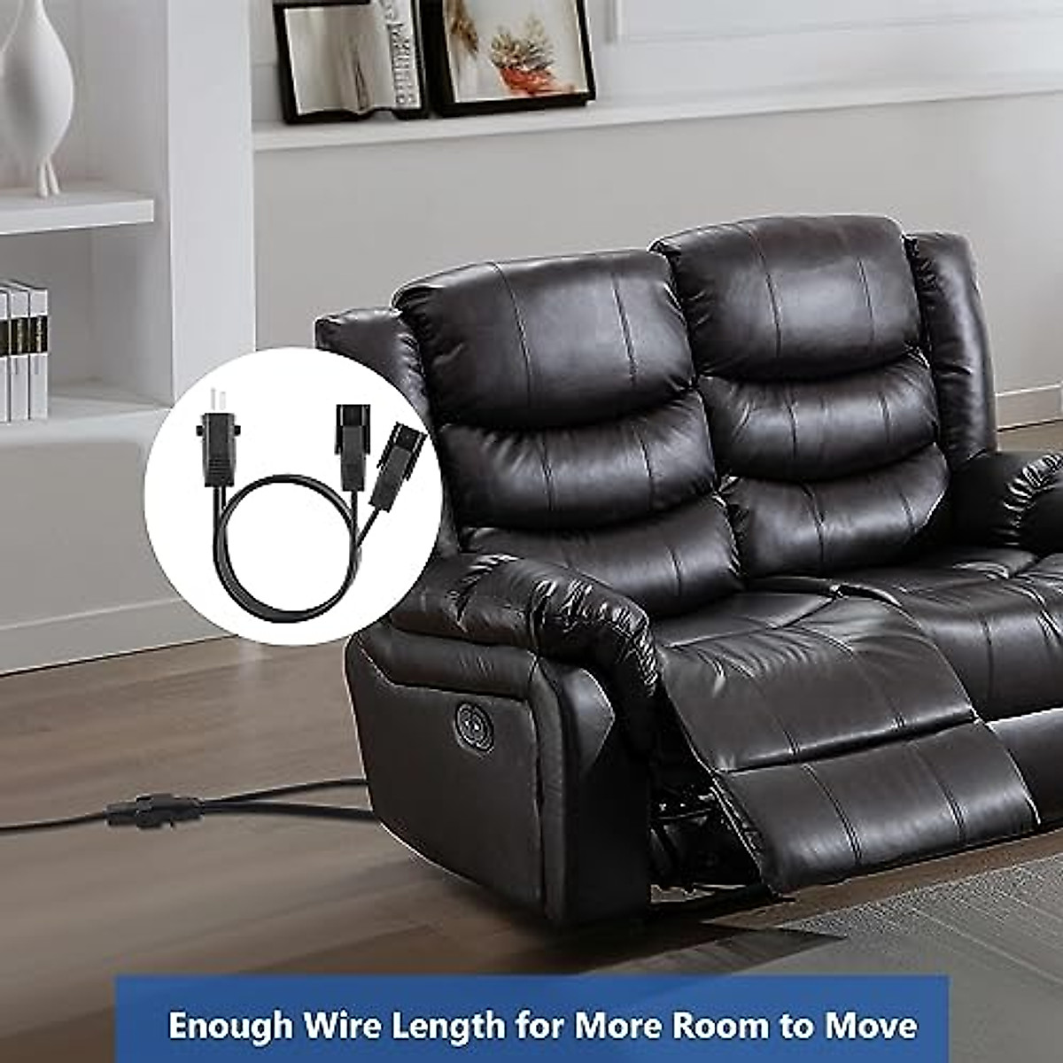 BXIZXD 5 Feet Splitter Lead Y Power Cord for Lift Chair or Power Recliner, Replacement Power Supply Cable, 2 Motors to 1 Power Supply for Okin Limoss Lazboy Pride Catnapper