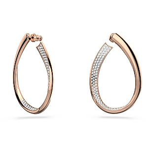 Swarovski Exist Hoop Earrings, White, Rose-gold tone Finish