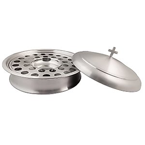 Communion Ware Holy Serving Tray Including Center Bread Plate with A Cover - Stainless Steel (Silver/Matte)