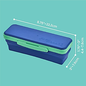 It's Academic Flexi Storage Box with Lid, Compact and Collapsible Pencil Case Design for Craft and School Supplies, Pink and Blue, 2 Pack