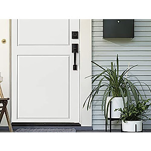 Brightify Oil Bronze Front Door Handle, Oil Bronze Exterior door handle with Door Lever, Modern Front Door Lock Set, Adjustable Deadbolt Lock Set with Single Cylinder, Reversible for Right&Left Handed