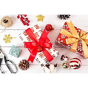 RUSPEPA Christmas Wrapping Paper-Red and White Paper with a Metallic foil Shine-Christmas Elements Collection-4 Roll-30Inch X 10Feet Per Roll