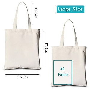 Canvas Tote Bags, Blank Plain Canvas Bag Lightweight Reusable Grocery Shopping Cloth Bags with Handles for DIY Crafting and Decorating ,15 Inch W x 17.8 Inch H (1 pcs)