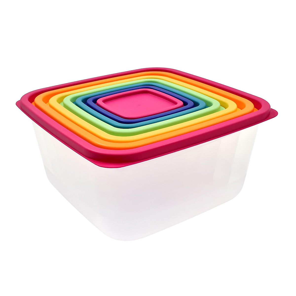 SMIY Plastic Rainbow Food Storage Set, Multi Color, 14 Count