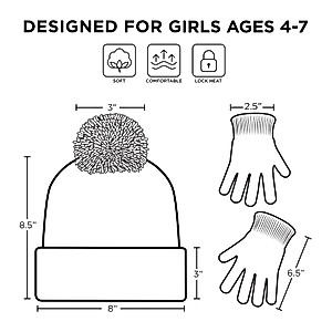 Disney Girls Princess Hat And Kids Gloves Set For Ages 4-7, Grey