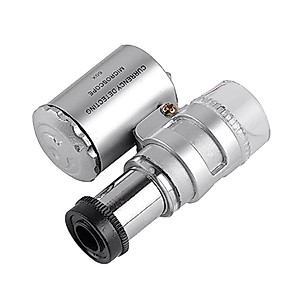 WSJIE 60X Mini Pocket High Power Microscope Professional Jewelry Appreciation Microscope Portable LED UV Magnifier (Color : A, Size : 35 * 40 * 20mm)
