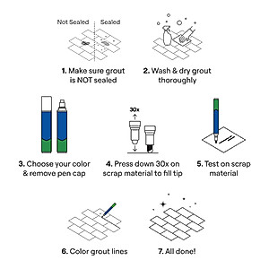 Grout Pen White Tile Paint Marker: Waterproof Grout Paint, Tile Grout Colorant and Sealer Pen - White, Wide 15mm Tip (20mL)