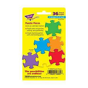 TREND ENTERPRISES, INC. Mini Puzzle Pieces Accent Varitey Pack Shape, Multicolor 36 per