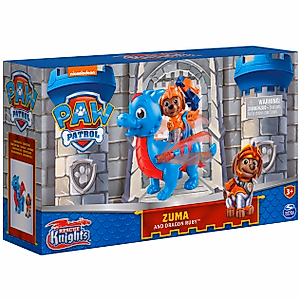 Paw Patrol, Rescue Knights Zuma and Dragon Ruby Action Figures Set, Kids Toys for Ages 3 and up
