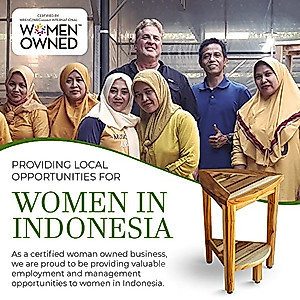 EcoDecors Snazzy Corner Teak Shower Corner Shelf 18" Tall Natural Wood Corner Shower Seat Bench with Shelf 60 Degree Oasis Corner Stool in Earthy Teak Finish