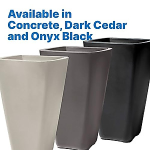 Step2 Bridgeview Tall Square Planter Box, Large Outside All-Season All-Weather Gardening Pot for Patio and Front Porch, Onyx Black, 2-Pack