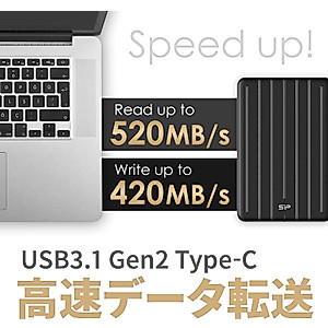Silicone Power B75pro External SSD 2TB USB 3.1 Gen2 Type-C High Speed Transfer Read: 520MB/s Shockproof PS4 Operation Confirmed
