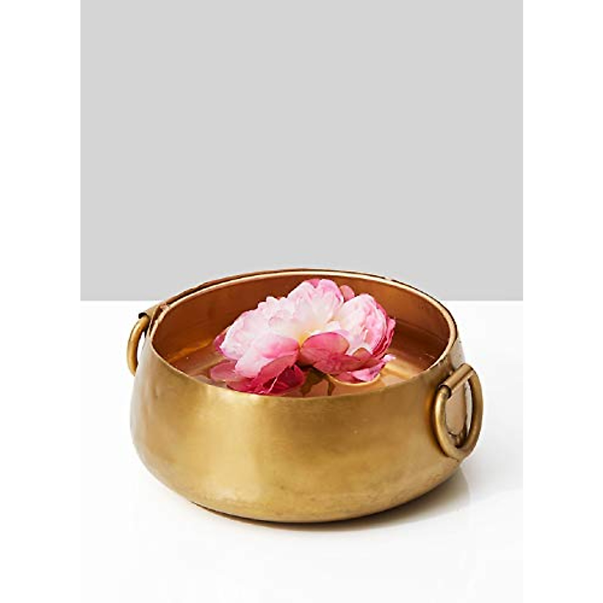 Serene Spaces Living Decorative Gold Iron Handi Bowl, Large Centerpiece Bowl - Traditional Indian Style Urli Bowl for Home, Diwali, Pooja, Potpourri, Measures 3.75" Tall & 9" Diameter