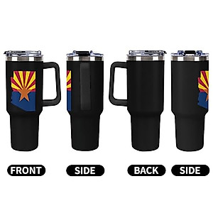 Flag Map Of Arizona 40oz Water Bottle Double Wall Insulated Tumbler with Handle Leakproof Travel Mug Black-style