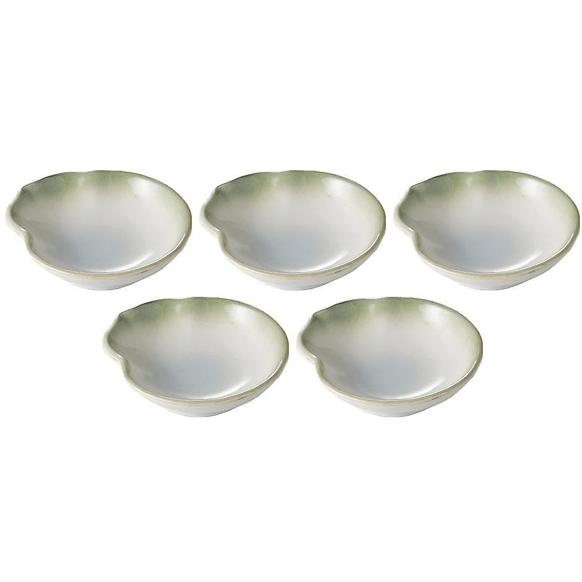 セトモノホンポ(Setomonohonpo) Set of 5, Young Grass Gourd Plate, 3.7 x 3.5 x 0.9 inches (9.3 x 8.8 x 2.3 cm) | Transformation Plate