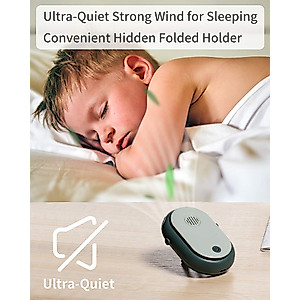 Portable Hanging Neck Fan Wearable Personal Handheld Fan Battery Operated USB Rechargeable 3 Speed Mini Handheld Air Cooling Necklace Fan for Women Eyelash Makeup Camping Outdoor (D-green)