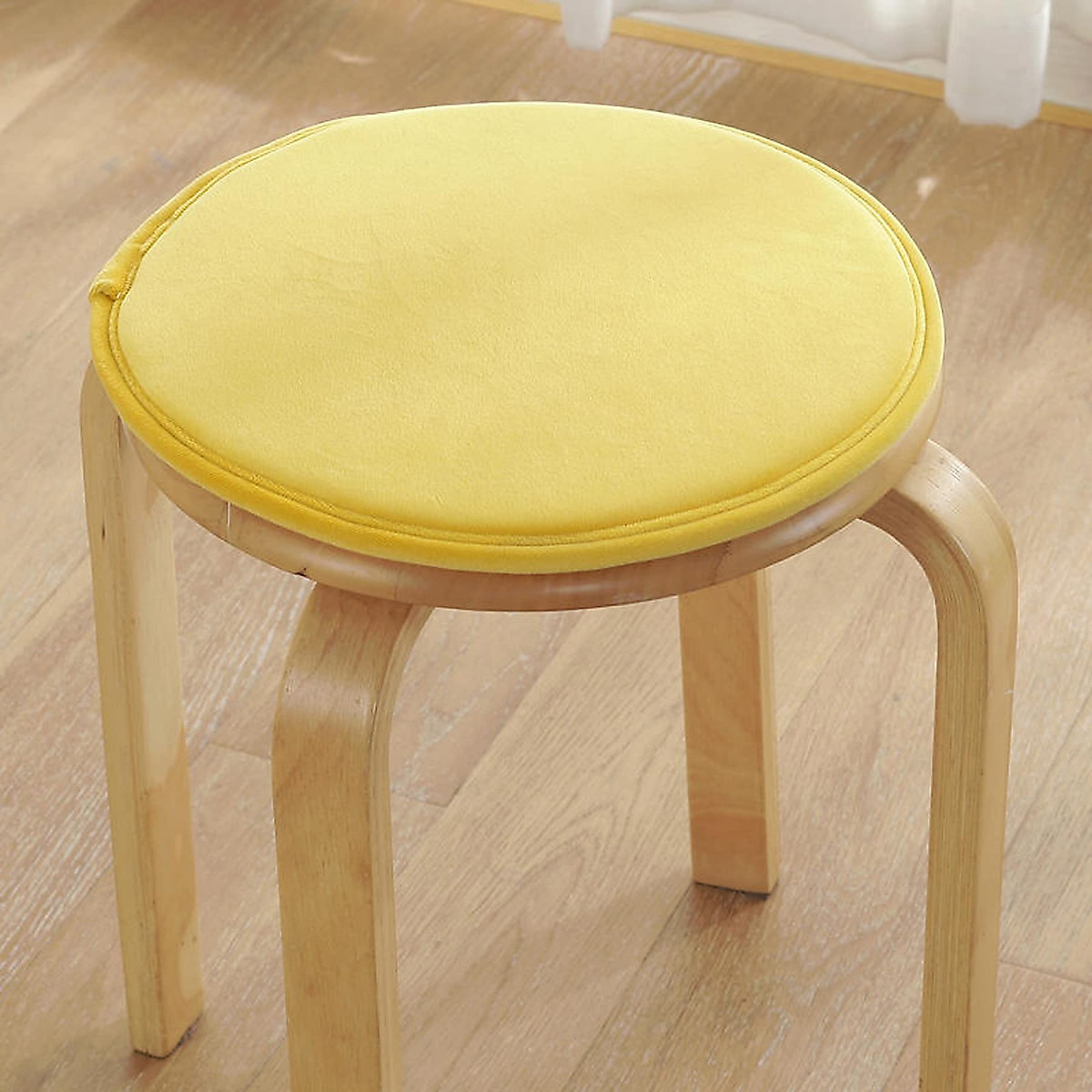 Happiness Decoration Round Seat Cushions for Stools with Ties 12-Inch Breathable Bar Stool Cushions Cover Tatami Cushion Pillow Kitchen, Home, Office Chair Pads (12 Inches, Yellow)