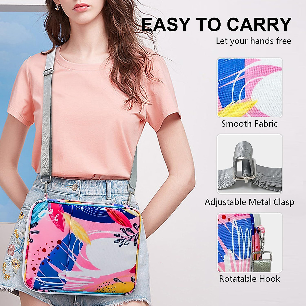 Laviitp 9-11 Inch Tablet Sleeve Bag Carrying Case for iPad Pro 11 M4/ Air 11" M2 2024, Air 5 4, iPad 10th/9th/8th/7th Gen 10.2, Shoulder Bag Pouch for Travel Women, Pink