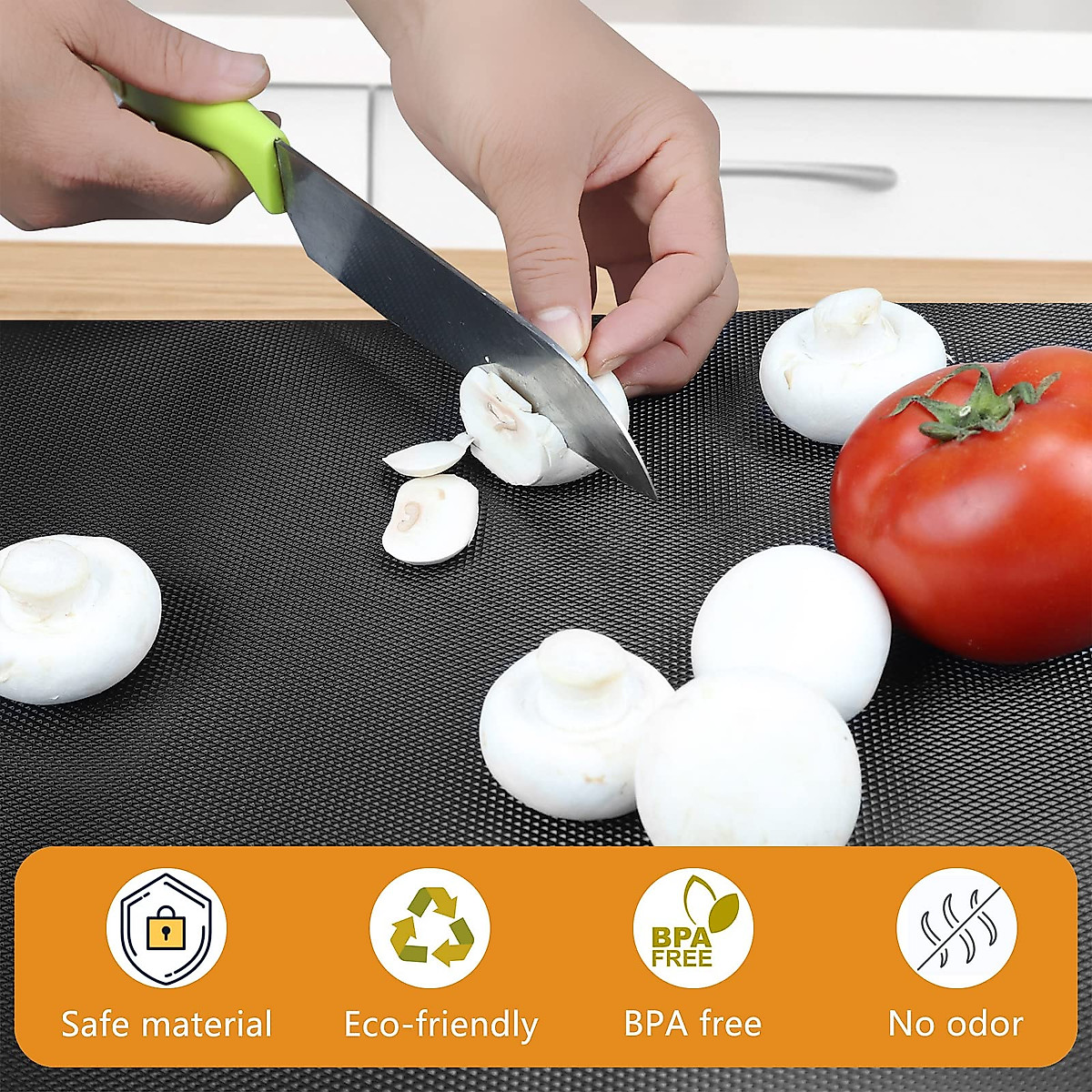 Shelf Liner Kitchen Drawer Mats, Non Adhesive EVA Material Refrigerator Liners with Waterproof Durable Fridge Table Place Mats for Cupboard, Cabinet, Drawer Liner-Black-11.8 inch * 78.7 inch