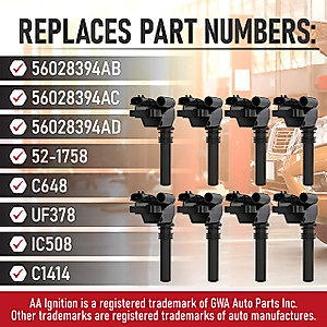 Ignition Coil Pack Set of 8-5.7L V8 Hemi Engine - Replaces 56028394AB, 56028394AC - Compatible with Chrysler, Dodge & Jeep Vehicles - 2005 300, 04-05 Durango, 2005 Magnum, Ram, Grand Cherokee