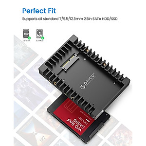 ORICO 2.5 SSD SATA to 3.5 Hard Drive Adapter Internal Drive Bay Converter Mounting Bracket Caddy Tray for 7 / 9.5 / 12.5mm 2.5 inch HDD / SSD with SATA III Interface(1125SS)