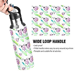 xigua Ladybug Water Bottle Double Walled Stainless Steel Leak Proof Thermo Flask for Sports Gym Cycling Outdoor,20 oz.