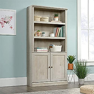 Sauder Miscellaneous Bookcase with Doors, L: 35.28" x W: 13.23" x H: 69.76", Chalked Chestnut finish