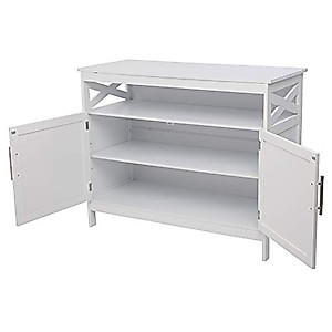 Ynredee Storage Cabinet with Double Doors,Bathroom Floor Storage Cabinet,Accent Cabinet,Wooden Buffet Sideboards,Freestanding Cupboard Cabinet Storage Organizer for Kitchen,Living Room,Bathroom (A)