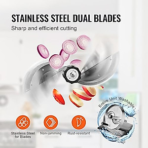 VEVOR Manual Vegetable Fruit Slicer, 0-0.5"/0-12mm Thickness Adjustable Commercial Slicer Machine, Stainless Steel Food Cutter Slicing Machine with 2 Spare Blades, for Potato, Cucumber, Lemon, Tomato