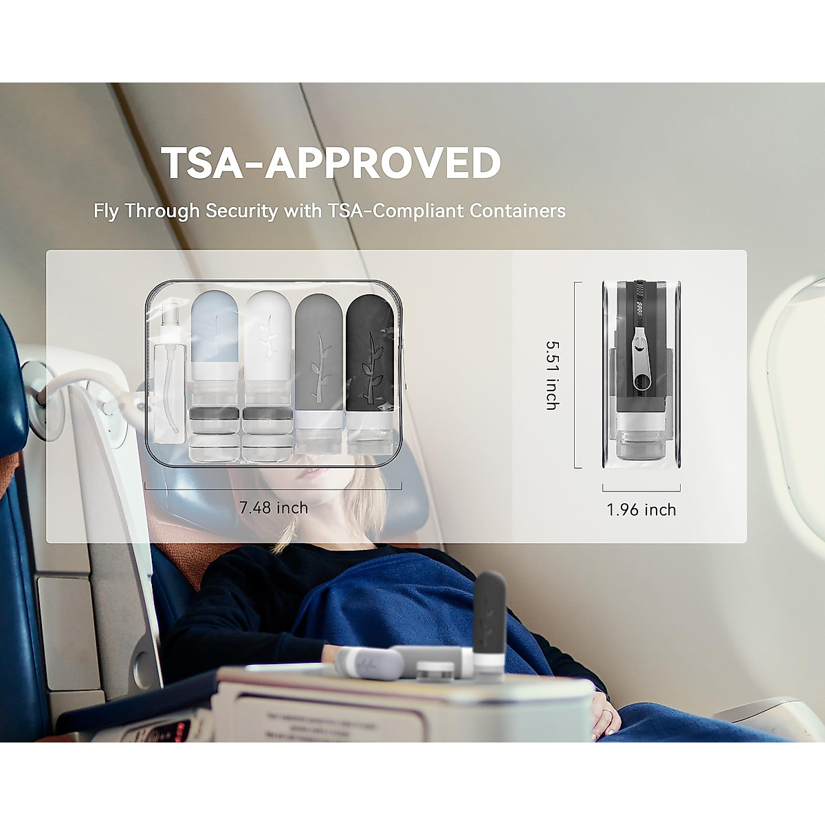 Vinofes 16 Pack Travel Size Toiletries Kits - Leak Proof TSA Approved Travel Bottles for Toiletries Essential - BPA Free Travel Containers for Shampoo, Conditioner, Lotion (16Pcs/Black)