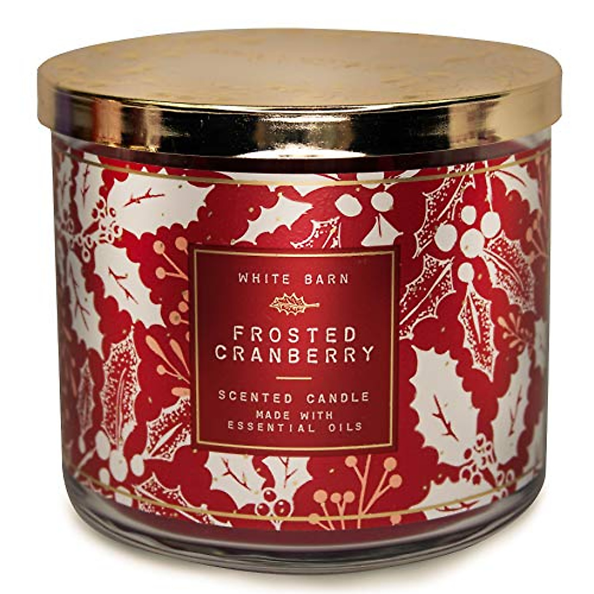 White Barn 3-Wick Candle w/Essential Oils - 14.5 oz - 2020 Holidays Scents! (Frosted Cranberry)