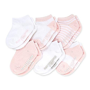 Burt's Bees Baby baby boys Socks, 6-pack Ankle With Non-slip Grips, Made With Organic Cotton Casual Sock, Pink Blossom Multi, 0-3 Months US