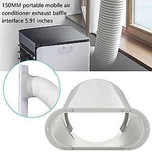 FOLOU 5.9 inch Air Conditioner Portable Exhaust Hose Window Adapter, AC Tube Connector for Vent Seal Kit Plate, Portable Air Conditioning Flat Body Duct Interface Pipe Accessories 15*1.5*7.5cm