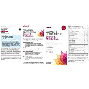 GNC Womens Ultra Mega Energy and Metabolism Multivitamin for Women, 90 Count, for Increased Energy, Metablism, and Calorie Burning