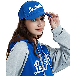 Los Angeles Big 3D Embroidery Adjustable Fit Hat Baseball Cap - Blue OneSize