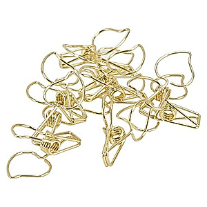 Clothes Drying Clip, 20Pcs Multifunctional Strong Hollow Spring Clip Clothes Pins for Outdoor Clothesline Home Kitchen Travel Office Decor(Gold)