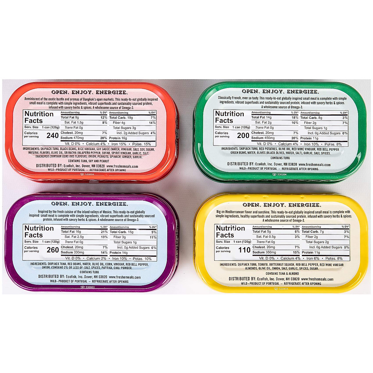 Freshé Gourmet Canned Tuna Variety Pack (4 Pack) Healthy High-Protein Skipjack Fish & Ready-to-Eat Meal – All-Natural, Non-GMO, Wild-Caught Tuna – Gluten Free Diet Friendly