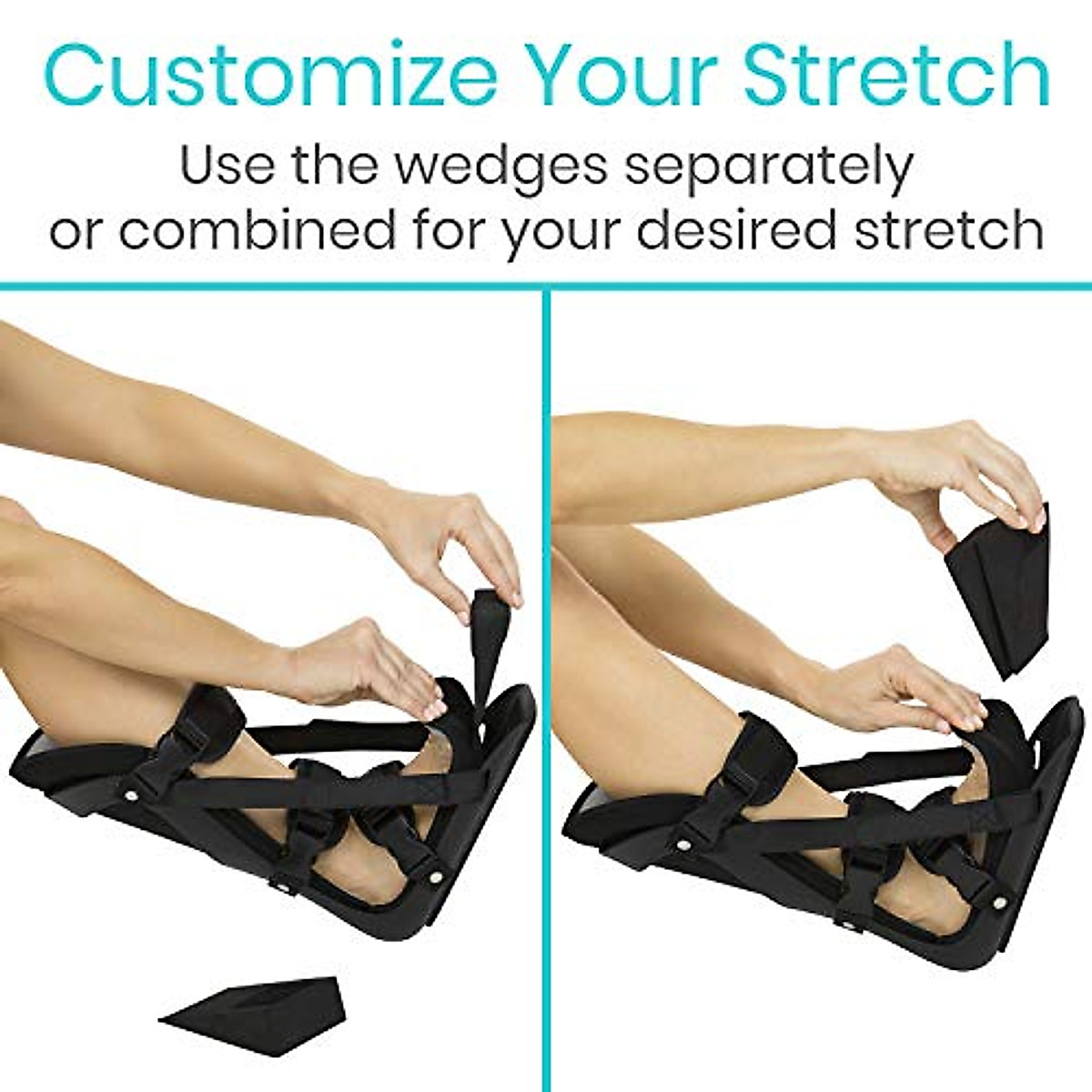 Vive Hard Plantar Fasciitis Night Splint and Trigger Point Spike - Stabilizer Brace Relieves Inflammation - Foot Support Boot Features Adjustable Hook and Loop Straps for Achilles Pain Relief