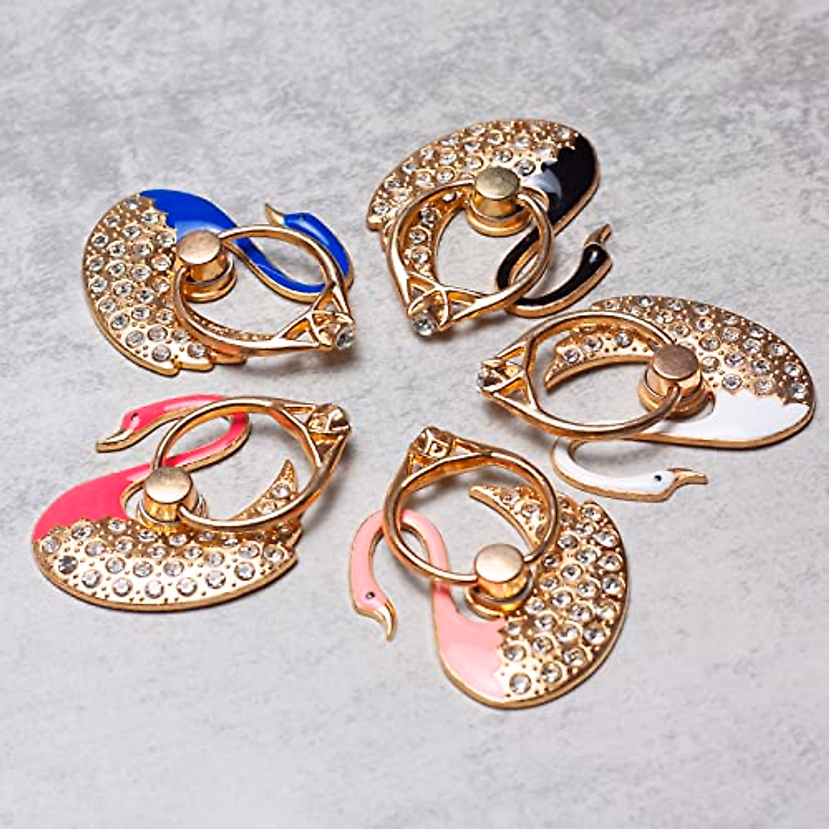 [2 Packs] Swan Glitter Bling Bling Phone Ring Holder, Sparkle Phone Ring Grip Artificial Diamond Stand,Rhinestone Cell Finger Ring for Phones,Pad