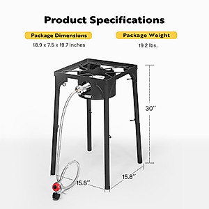 VIVOHOME 100,000 BTU Single Burner Propane Gas Stove, Portable Outdoor Camping Stove with Adjustable Legs, High-Power Cooking Stove for Camping, Backpacking, Backyard, Tailgating