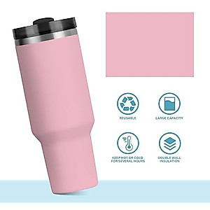 SEHANY Bright Pink 40Oz Tumbler with Lid and Straw, Double Vacuum Stainless Steel Insulated Sports Water Bottle Cup Holder Friendly Leak-Proof Travel Coffee Cup for Iced Drink