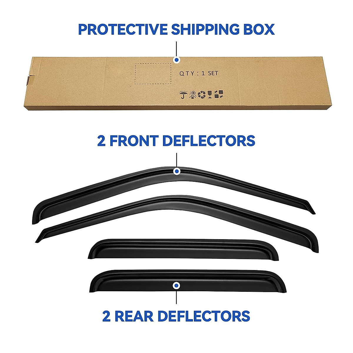 Window Visors Rain Guards for 1999-2016 Ford F250 F350 F450 F550 Super Duty, Window Wind Deflectors Vent Shades for 99-16 F-250 F-350 F-450 F-550 SuperCrew Cab