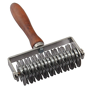 Stainless Steel Dough Lattice Top Cookie Pie Pizza Bread Pastry Crust Roller Cutter,Wood Handle