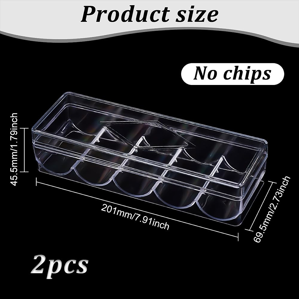 FINGERINSPIRE 2 Pcs Clear Poker Chip Trays Plastic Casino Poker Chip Tray Rack Poker Chip Holder Poker Chip Cases with Cover for Casino Game Standard Size Chips & Clay Chips Each Holds 100 Chips