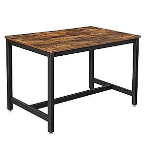 VASAGLE 47 Inches Dining Room Table for 4, Industrial Style with Heavy Duty Metal Frame, 47.2 x 29.5 x 29.5 Inches, Brown